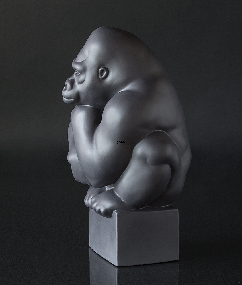 Stor sort gorilla, Royal Copenhagen abe figur | Nr. 1249084 | DPH Trading