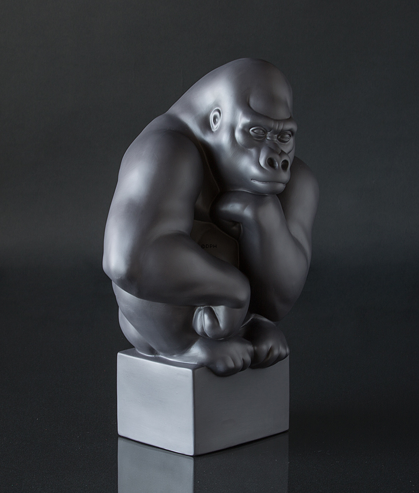 Stor sort gorilla, Royal Copenhagen abe figur | Nr. 1249084 | DPH Trading