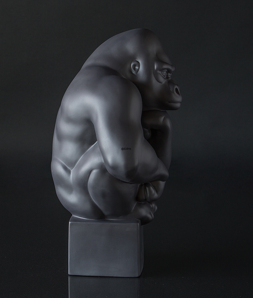 Stor sort gorilla, Royal Copenhagen abe figur | Nr. 1249084 | DPH Trading