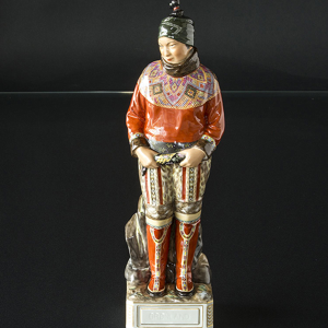 Grønlandsk kvinde, Inuit, overglasur figur, Royal Copenhagen nr. 12224 ...